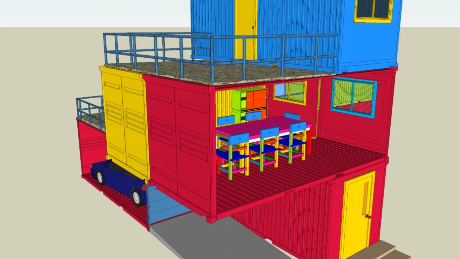 Container modular house cutaway | 3D Warehouse