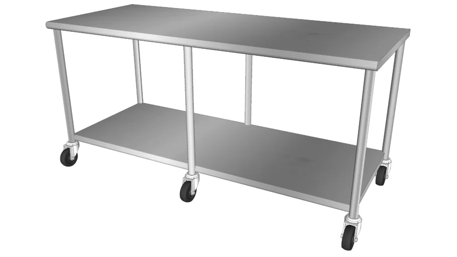 Stainless Steel Work Table with Casters | 3D Warehouse