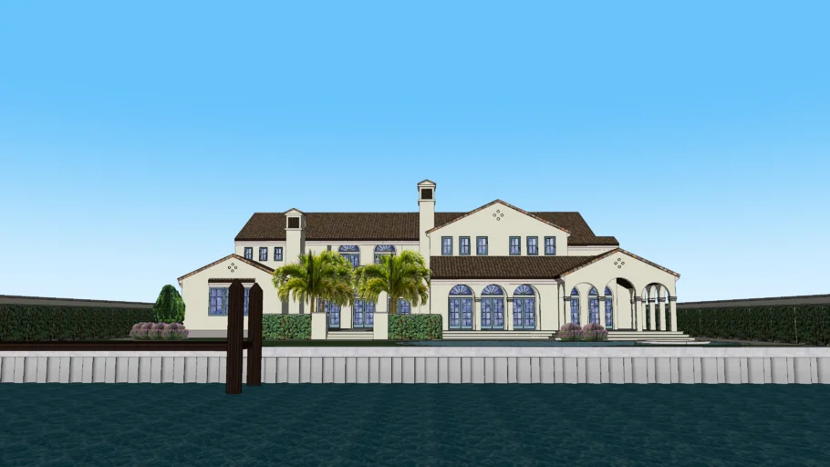 Spanish Style Waterfront Mansion | 3D Warehouse