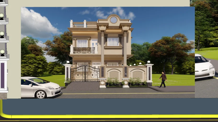 Modern Classical House Design Elevation G+1 JCS 17664382024 | 3D Warehouse