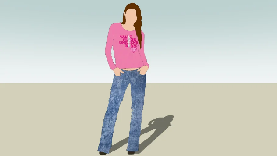 2D girl in jeans | 3D Warehouse