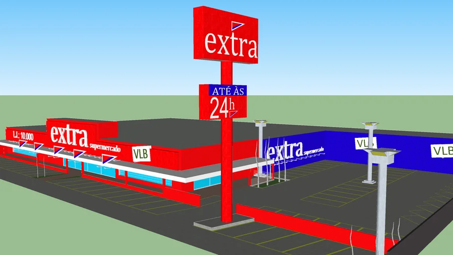 Extra supermercado, market, supermarket, hipermercado, hypermarket | 3D ...