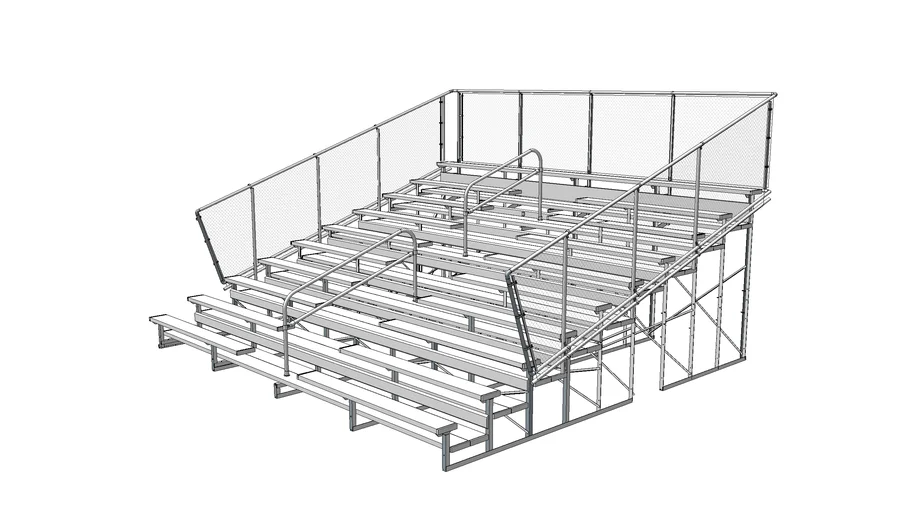 21ft 10 Row Aluminum Bleachers - Midfielder Series | 3D Warehouse