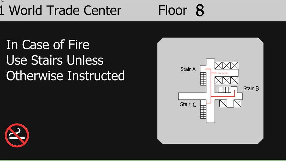 WTC 1 Old Sign on 8th Floor Elevator Lobby Mechanical Floor Fire Saftey ...