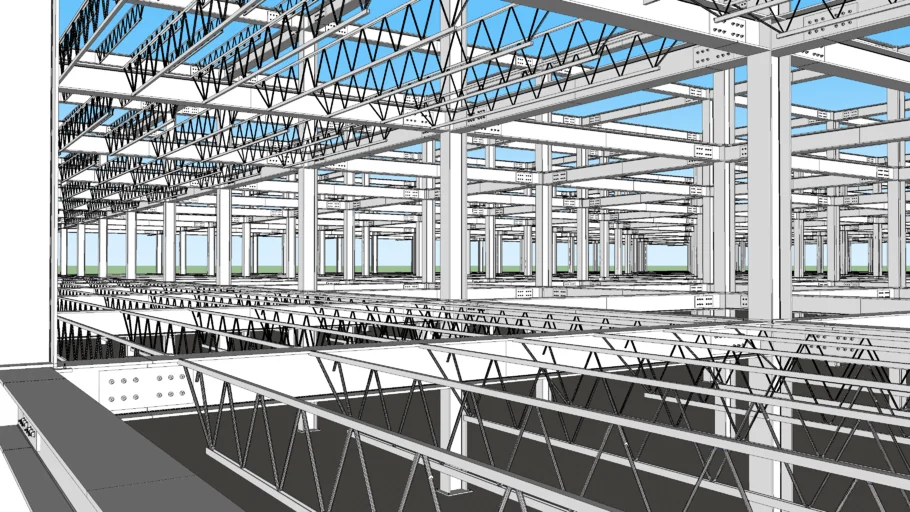 Detalle De La Base De Un Edificio Con Estructura De Acero Una Columna