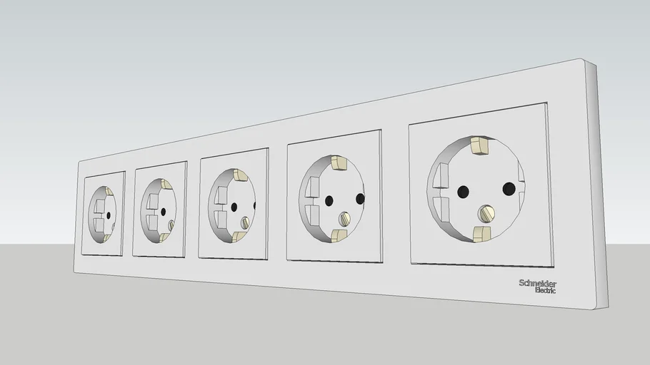 Schneider Electric - Atlas Design 5-unit electrical Wall-Socket | 3D Warehouse