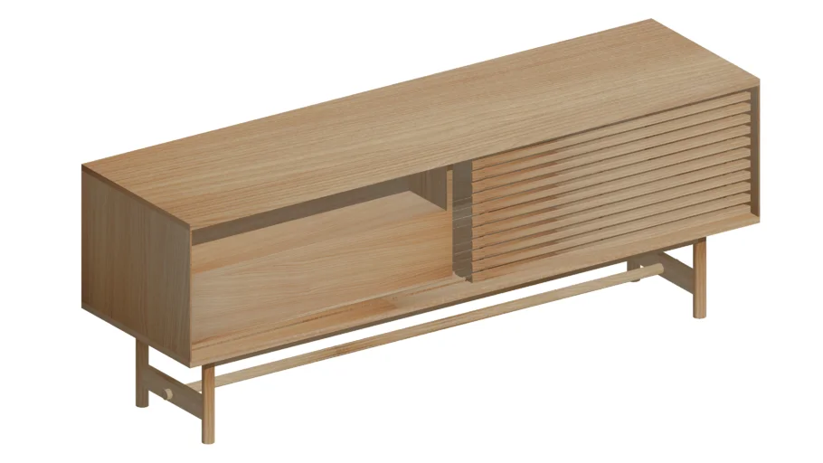 ABRA CASA - Rack Arp 1 Porta e 1 Gaveta Natural - 1,60m | 3D Warehouse