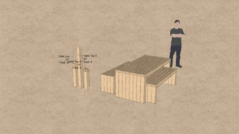 Parsons Style indoor/outdoor table from 4x4s | 3D Warehouse