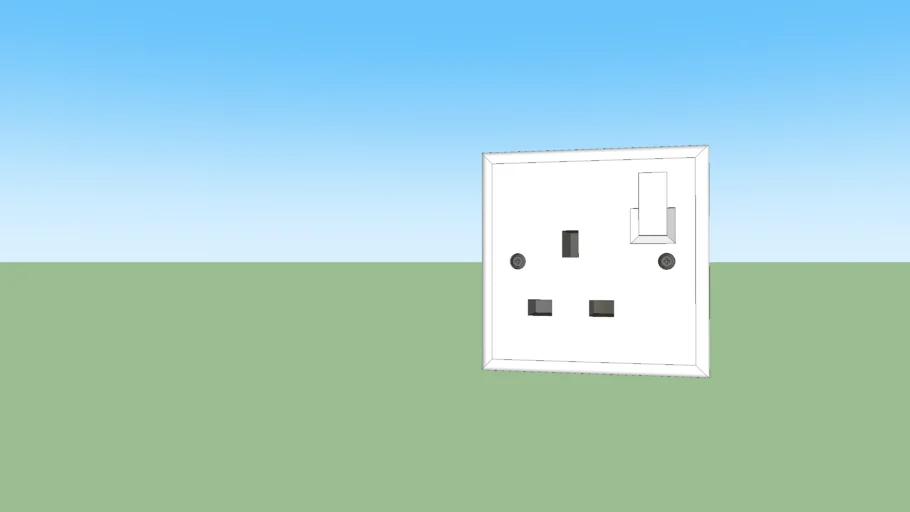 British 3 Pin Power Socket Plug SINGLE SOCKET | 3D Warehouse