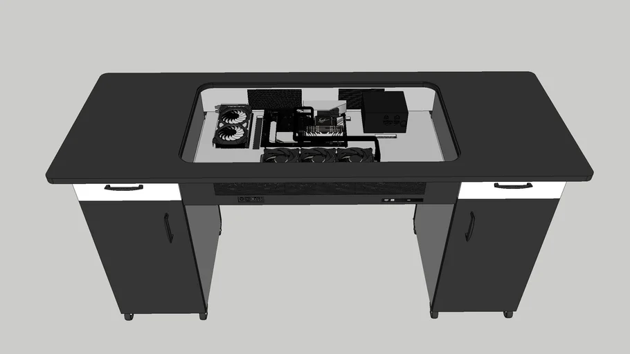 PC desktop embedded in desk | 3D Warehouse