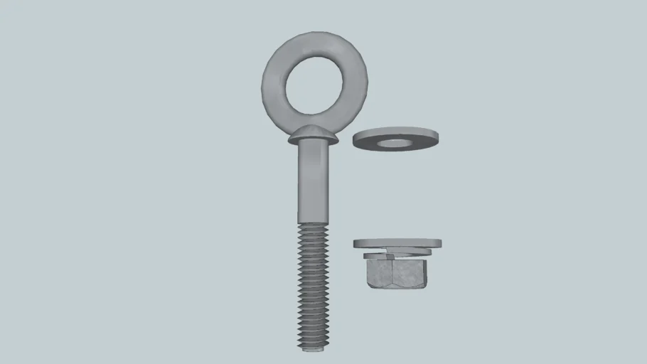 Galvanized Eyebolt with Shoulder | 3D Warehouse
