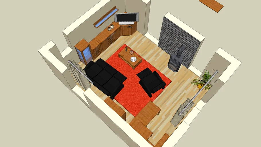 Living room with fireplace v.2 | 3D Warehouse