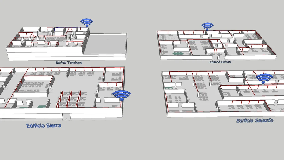 Edificio en red VLAN | 3D Warehouse