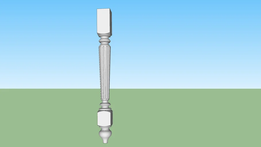 Fluted Belville Kitchen Stretcher Block Legs 36' Part #307SBX36F | 3D ...