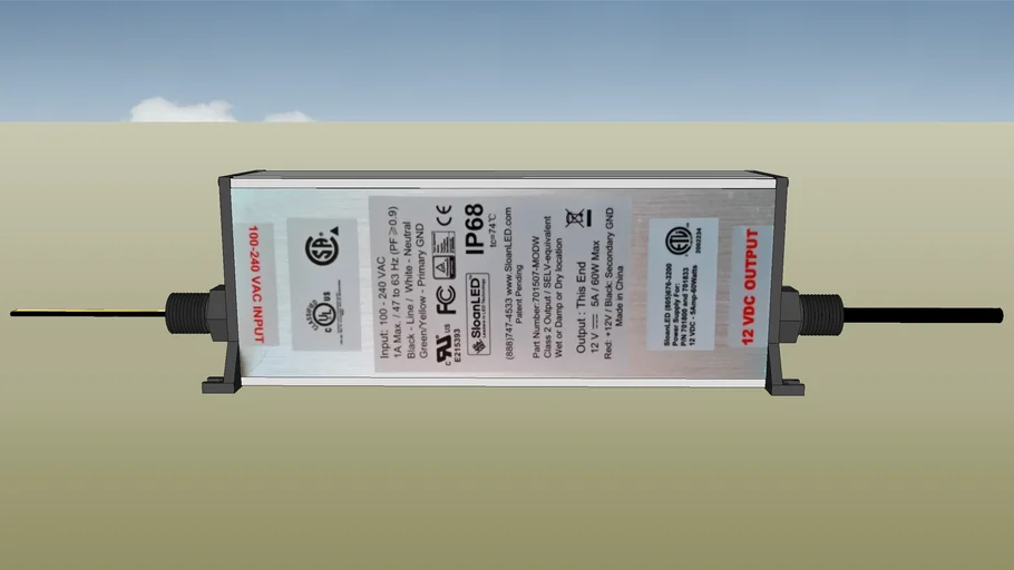 Sloan LED Power Supply (MODW 12 VDC Power Supply IP68-rated 60W for Wet ...