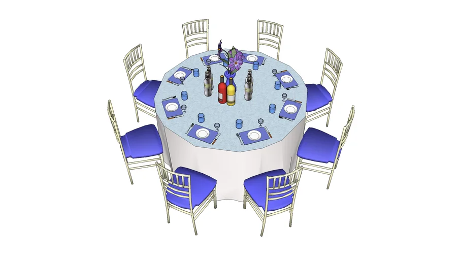 6ft Round 8 Person Dinner, Conference & Caberet Table | 3D Warehouse