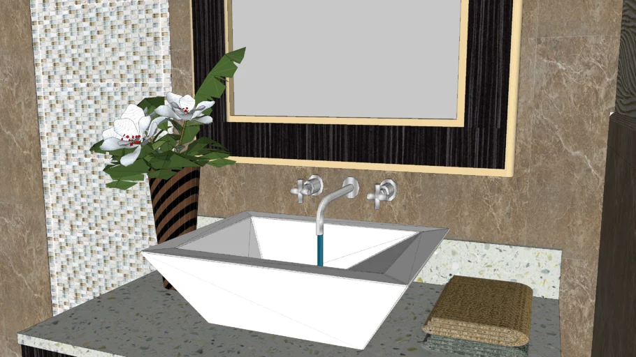 Custom vanity with a sink and faucet | 3D Warehouse