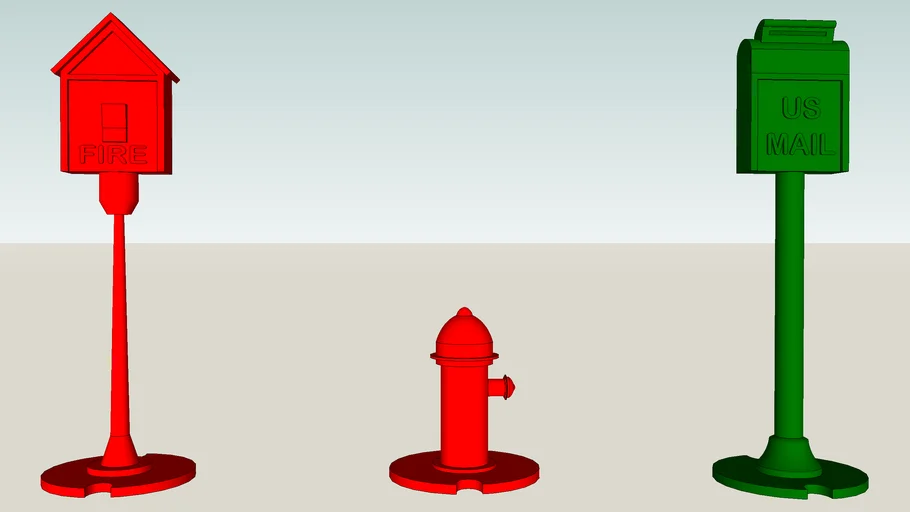 Plasticville fire alarm box, hydrant, & mailbox | 3D Warehouse