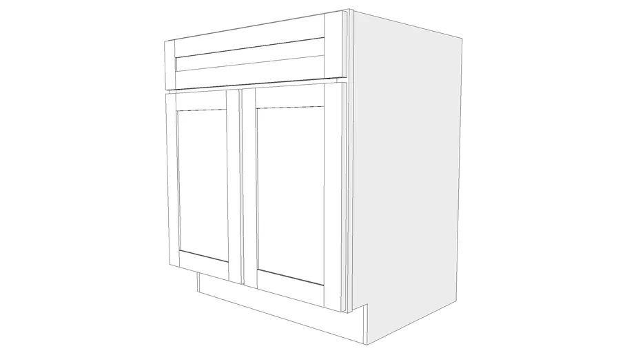 Bayside Base Cabinet SB30- Two Doors, One Full Width Drawer, Front | 3D ...