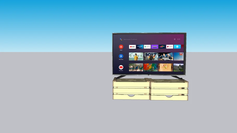 42' Google TV on 2 crate shelf | 3D Warehouse
