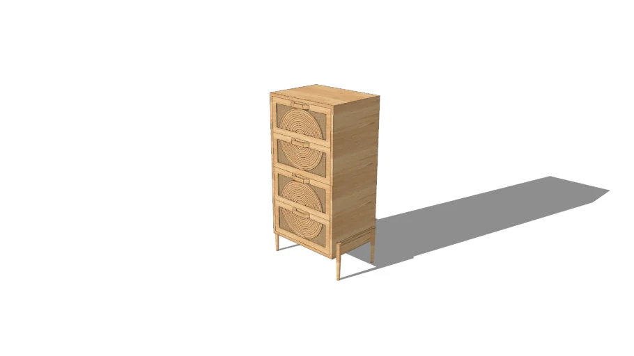 TIKAMOON _Sina - Commode en manguier massif et rotin | 3D Warehouse