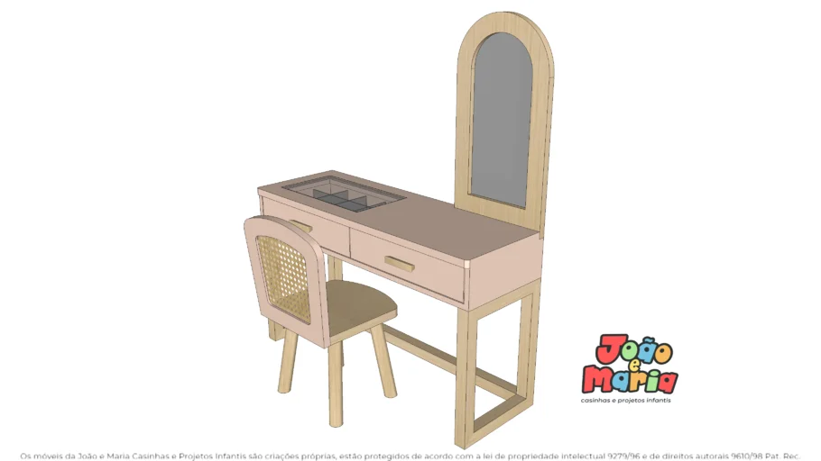 Penteadeira Infantil - Vicky - Rosa Milkshake | 3D Warehouse