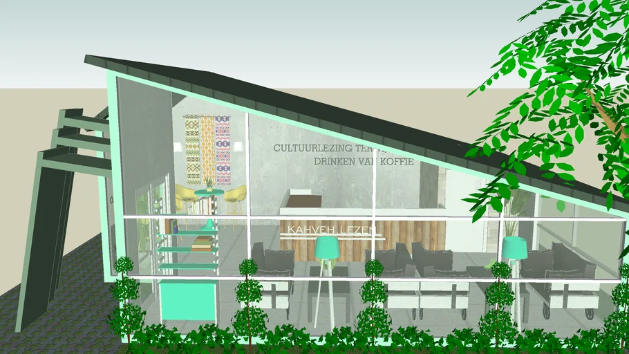 Coffee Shop Sketchup Coffee Kiosk With Bakery Design SketchUp 3D Model