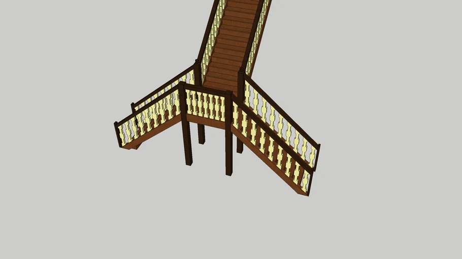 Wooden double staircase | 3D Warehouse