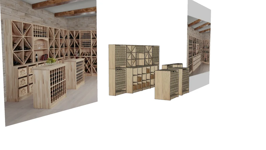 Wine rack series PRESTIGE made of solid oak | 3D Warehouse