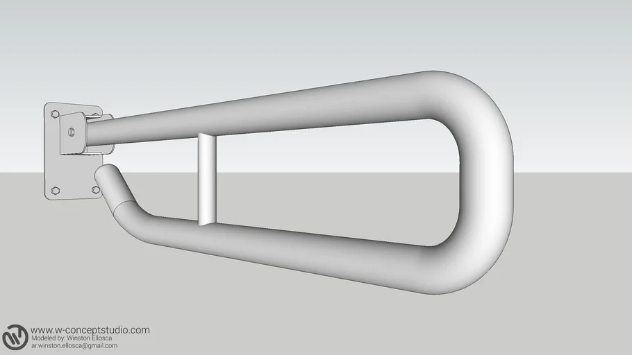 WSE-PWD_Hor. Foldable Grab Bar_long 700mmx30-40dia. | 3D Warehouse
