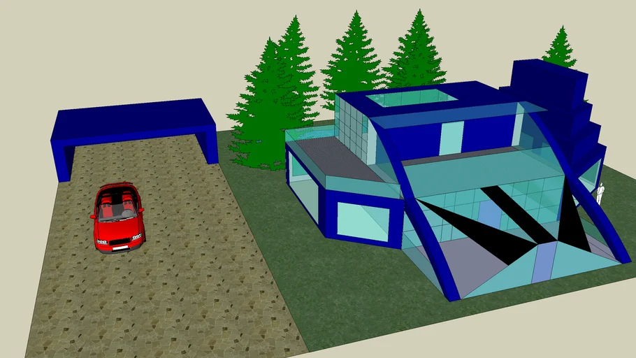 Multi Mansion in Deep Blue style | 3D Warehouse