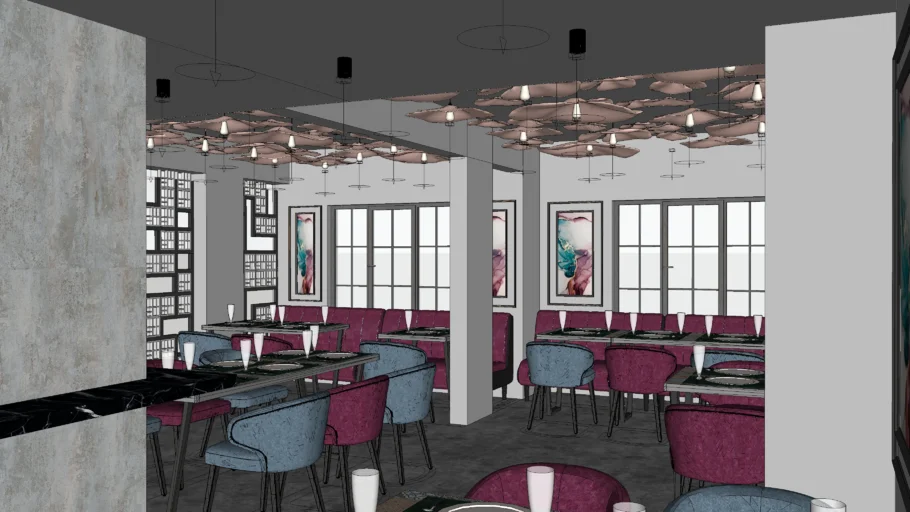 Restaurant Sketchup 9820. Sketchup Restaurant Interior Model Download