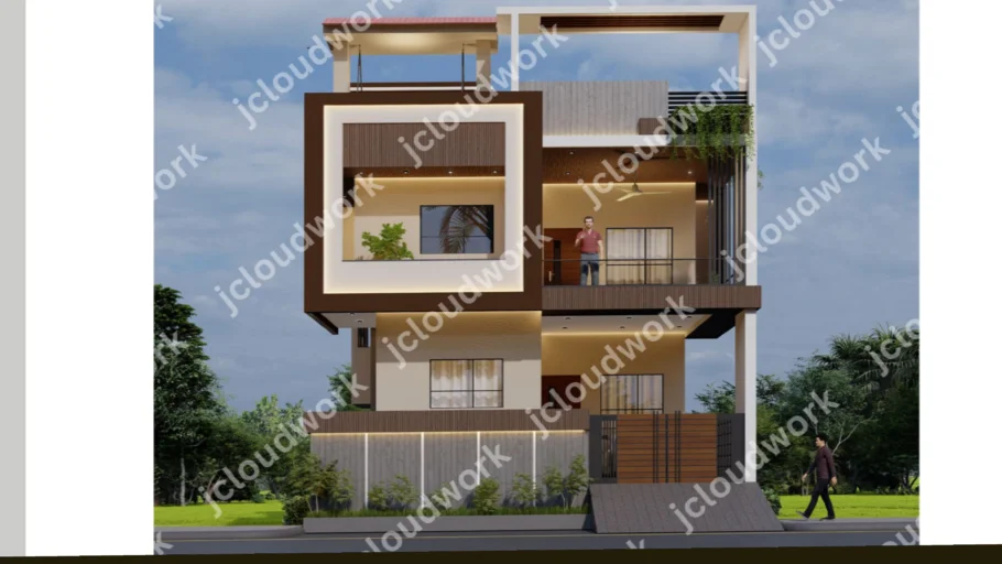 Modern House Design Elevation G+1 JCS14940852024 | 3D Warehouse