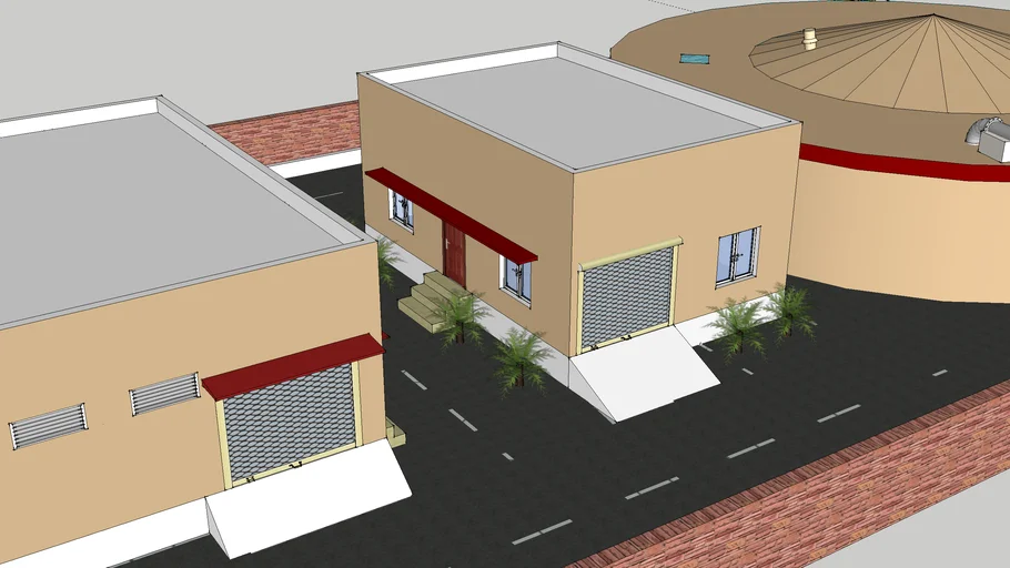 Sump, Pump Room, Re-chlorination Building with Compound Wall | 3D Warehouse