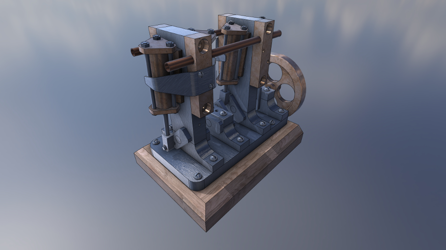 4 Cylinder Vertical Oscillating Steam Engine Updated with PBR Materials ...