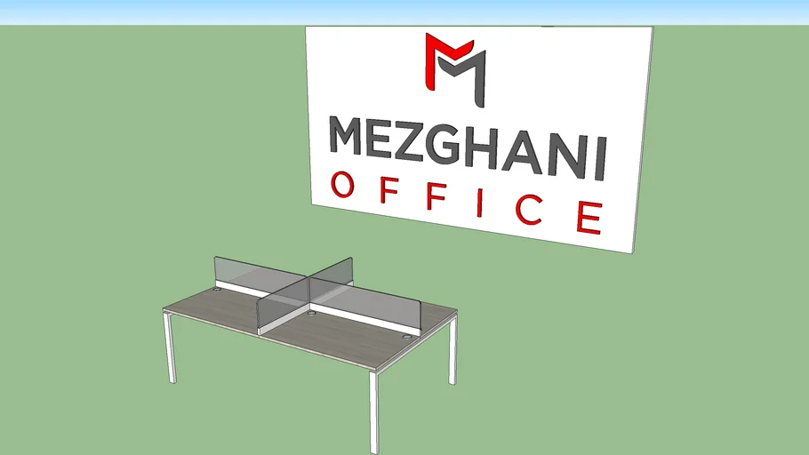 BENCH AC SEP PLEXI 4P MEZGHANI OFFICE | 3D Warehouse