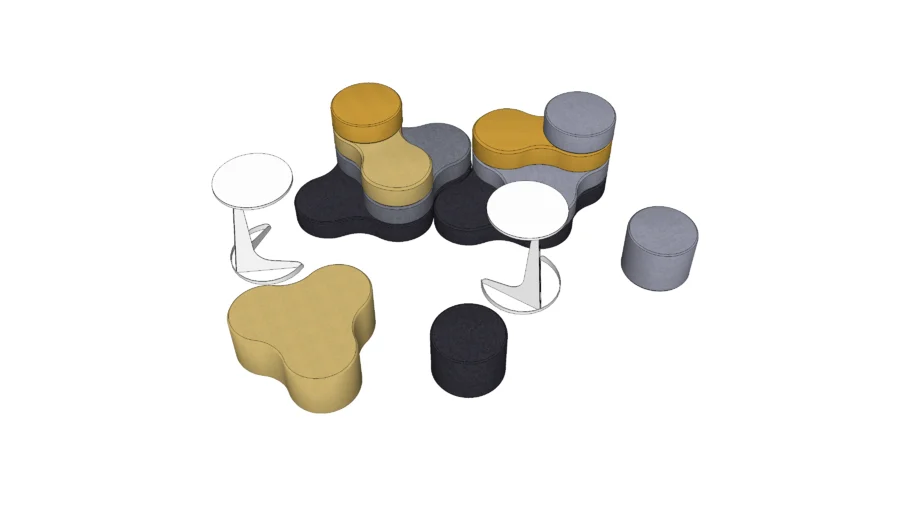 TAPA ROUND Pouffes Set with tables | 3D Warehouse