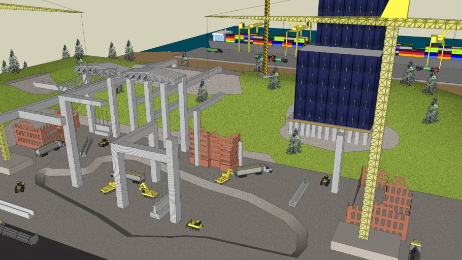 Construction Site and neighbouring port | 3D Warehouse