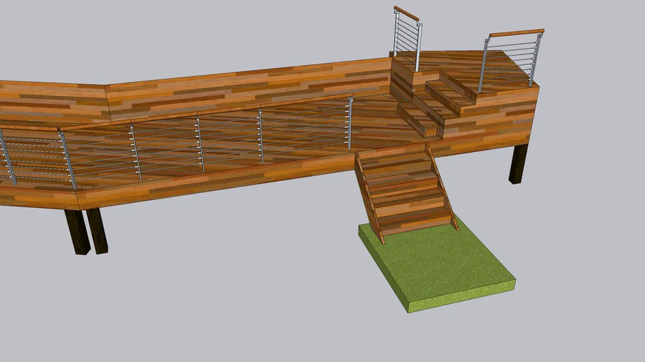 Deck with Cable Railing | 3D Warehouse