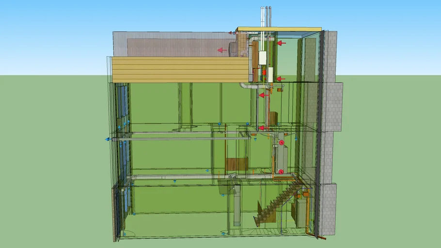 Mechanical House Layout (hi-velocity heating/cooling) | 3D Warehouse