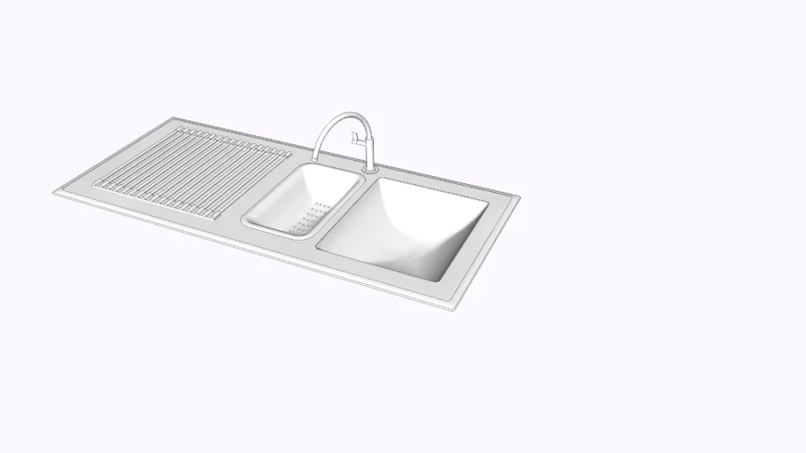 REFLECTION GLASS KITCHEN SINK 1000mm x 500mm Left Hand Drainer | 3D ...