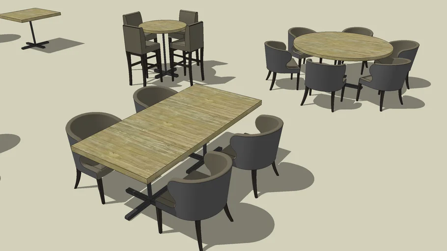Collection tables and chairs / brown | 3D Warehouse