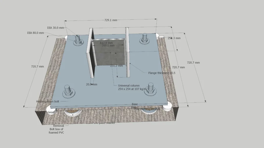 Structural Steel column bases, Univesal Beam | 3D Warehouse