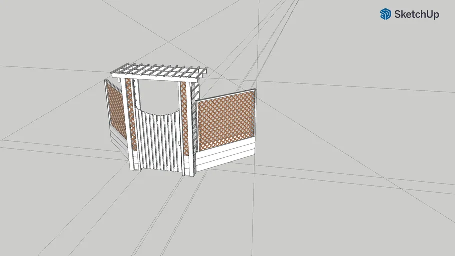 Angle gate and trellis with flower beds | 3D Warehouse