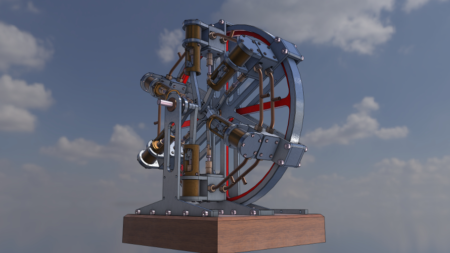 Six Cylinder Radial Steam Engine With Slide Valves | 3D Warehouse