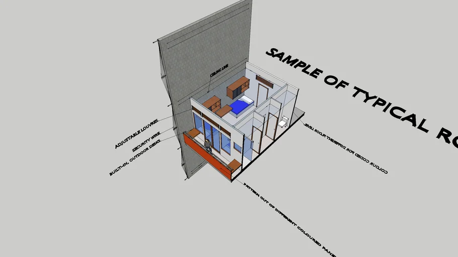 Sample Student Hostel bedroom | 3D Warehouse