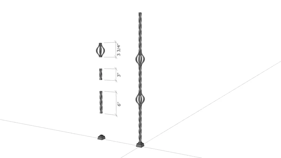 Wrought Iron Baluster - configurable | 3D Warehouse