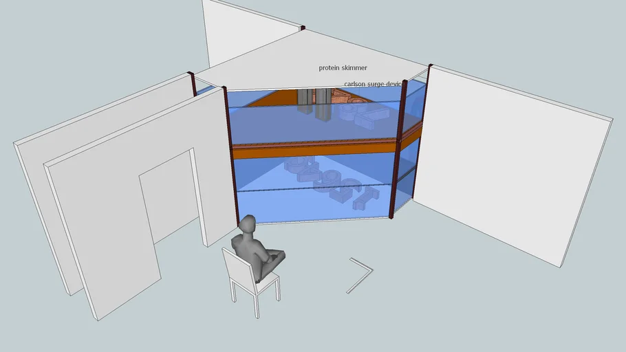 2,500 gallon triangular two level fish tank, salt water aquarium | 3D ...