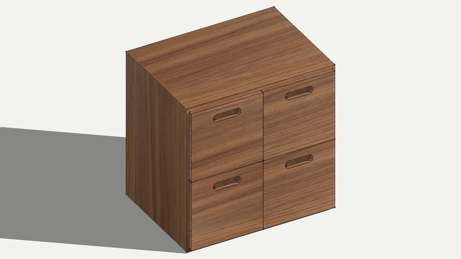 MUJI Stacking chest drawer Walnut wood 引出し・4個 | 3D Warehouse