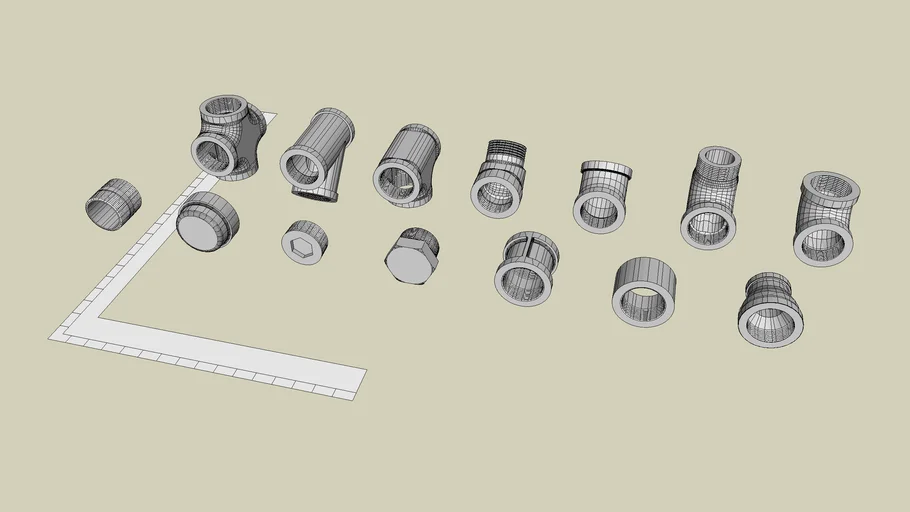 1-1/2 inch Iron Sch 40 NPT Fittings | 3D Warehouse